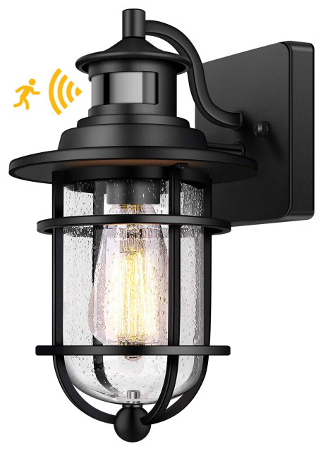 Black Outdoor Sensor Light Motion Sensor Detection Outdoor Lights ...