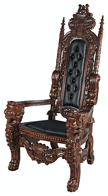 Lord Raffles Throne WithFaux Black Leather - Victorian - Armchairs And ...