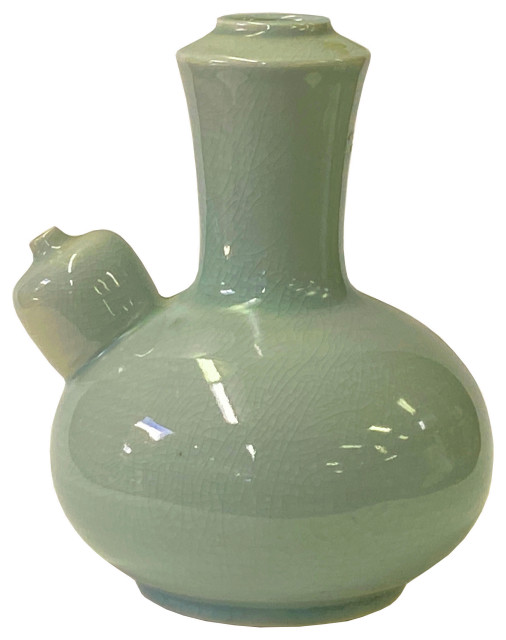 Chinese Porcelain Light Celadon Crackle Underlay Jug Plain Vase Hws3264 - Asian - Vases - by ...