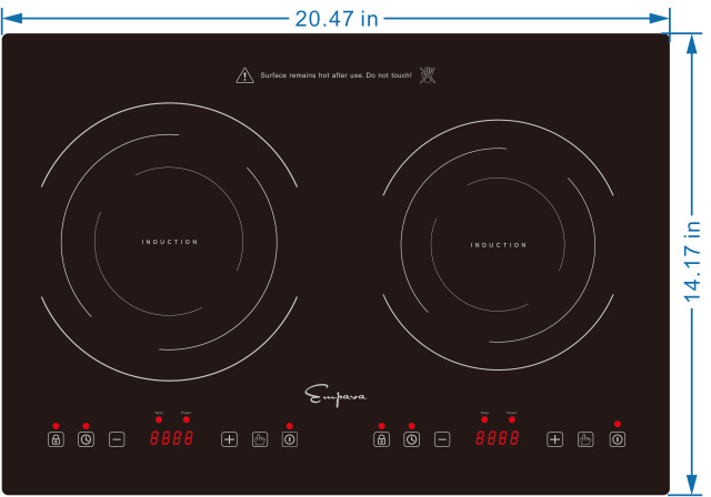 Empava Electric Stove Induction Cooktop Horizontal with 2 Burners in ...
