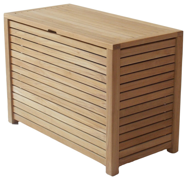 Teak Laundry Towel Box Hamper with 3 Sacks - Transitional - Hampers ...