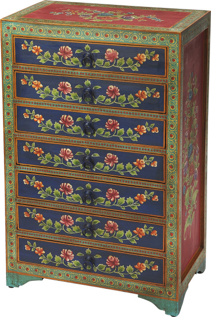 Zara Hand Painted Chest - Mediterranean - Accent Chests And Cabinets ...