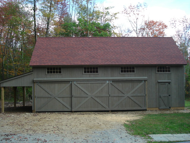 Saltbox Style Pole Barns - Garage - New York - by PINE RIDGE POLE BARNS ...