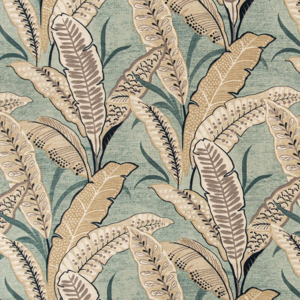 Aqua Performance Leaves Botanical Print Upholstery Fabric by the Yard ...