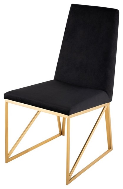 Dining Chair With Angular Legs Gold Frame - Contemporary - Dining ...