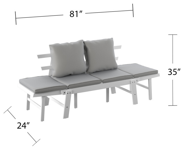 Willow Outdoor Convertible Lounge Chair White With Gray Cushions ...