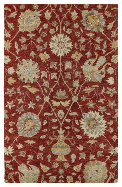 Kaleen Helena Red Hand-Tufted Rug, 4'x6' - Mediterranean - Area Rugs ...