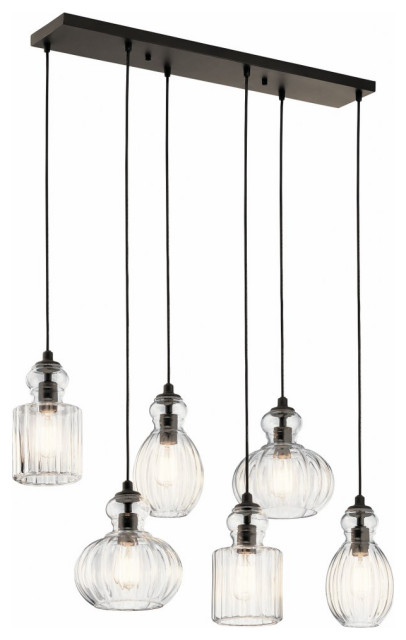 6 light Double Linear Pendant - 12.25 inches wide-Olde Bronze Finish ...
