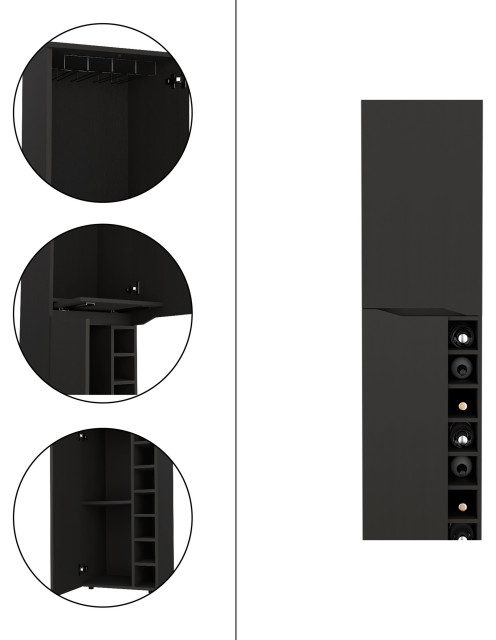 Haora Bar Cabinet with 2 Doors, 7 Wine Cubbies, and 2 Inner Shelves ...