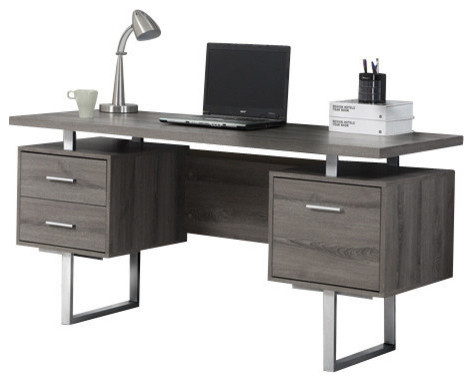 60" Silver Metal Computer Desk - Contemporary - Desks And Hutches - by ...