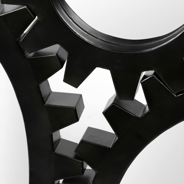 Alloy Black Metal Cog Frame 37" Round Mirror - Industrial - Wall ...