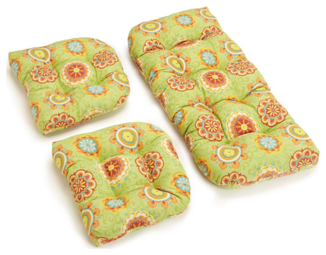 U-Shaped Tufted Settee Cushion Set, Set of 3, Farrington Terrace ...