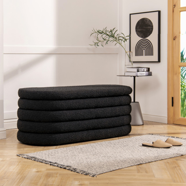 Fuji 49" Upholstered Oval Storage Bench - Contemporary - Accent And ...