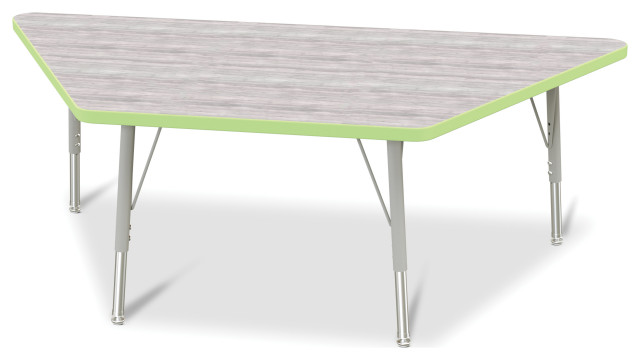 Trapezoid Activity Table - 30" X 60", E-height - Driftwood Gray/Key ...