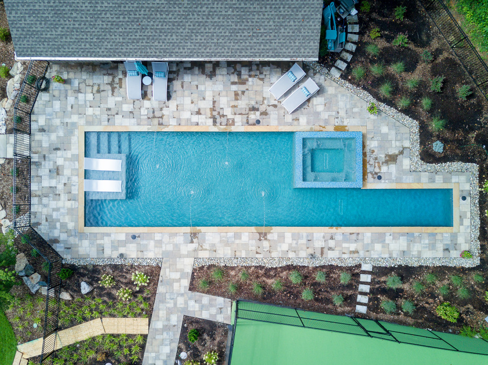 Gorgeous Glass Tile 360 Spillover Spa and lap pool - Other - by Vue ...