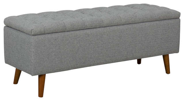 Tufted Storage Bench With Button Tufted Top, Hinged Seat Storage ...