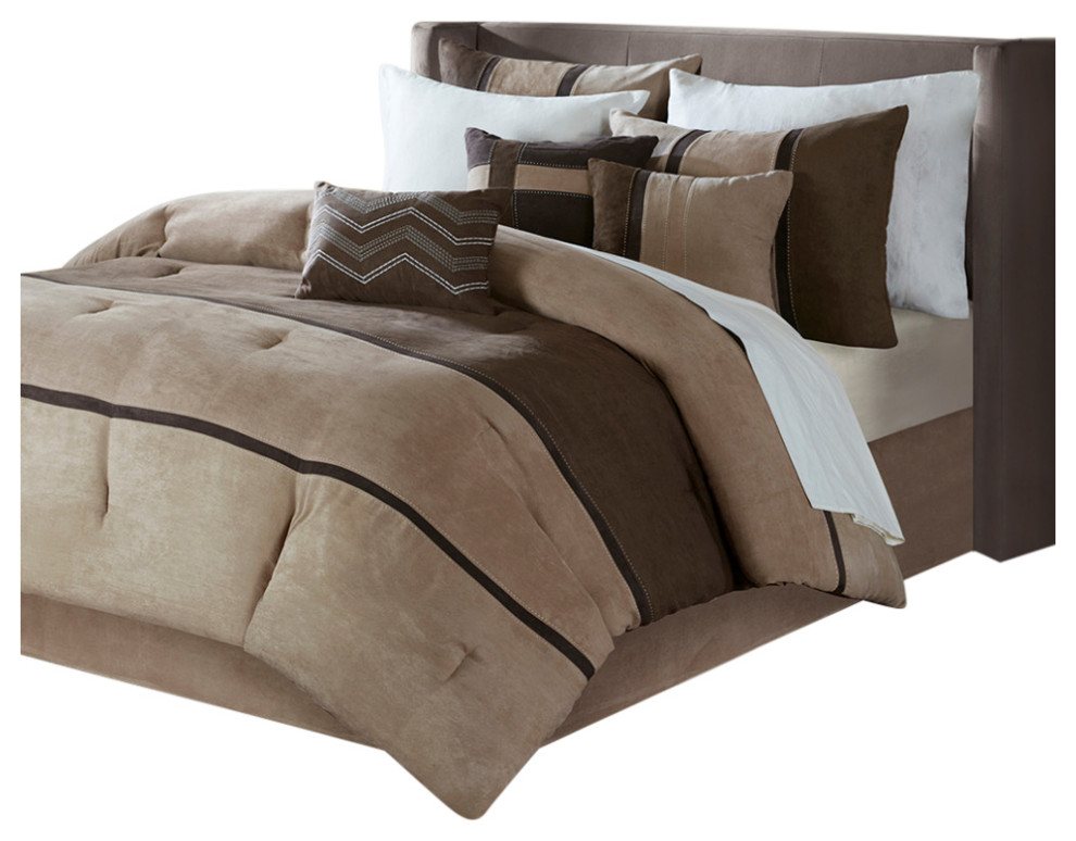 Madison Park Palisades Palizzate Suede 7-Piece Comforter Set, Black, King - Contemporary ...
