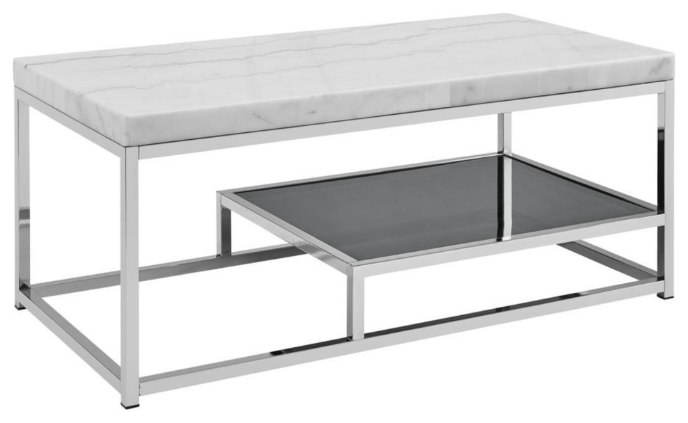 Aston White Marble Top Cocktail Table - Contemporary - Coffee Tables ...