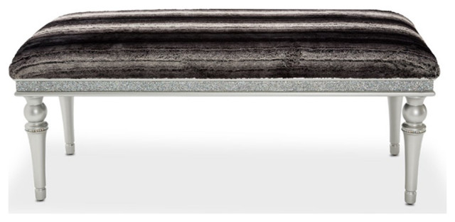 Michael Amini Melrose Plaza Contemporary Wood & Velvet Bed Bench in ...