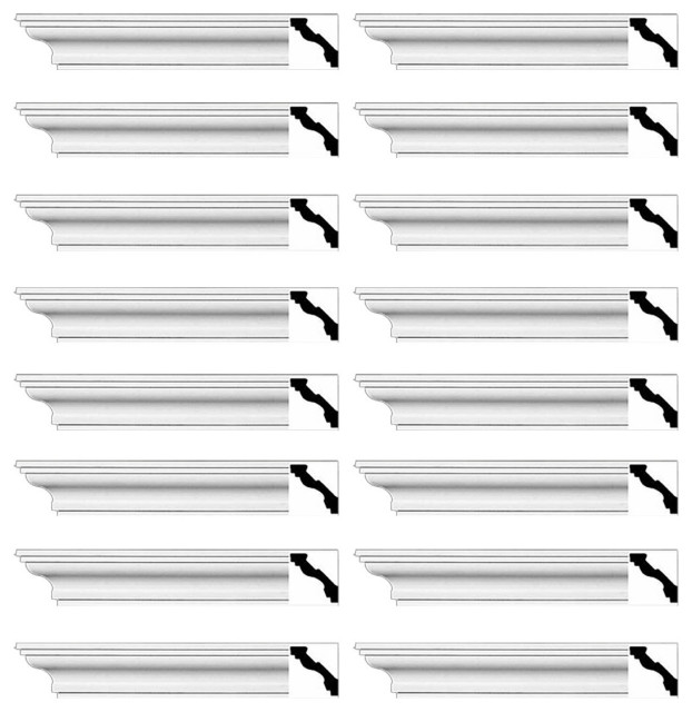 Cornice White Urethane Marblehead Simple Design 16 Pieces Totaling 1504 ...