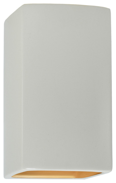 Ambiance Large Rectangle Outdoor Wall Sconce, Open, Matte White, Gold ...