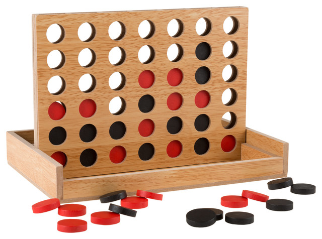 Classic Four in a Row Game, Wooden Board Game by Hey! Play ...