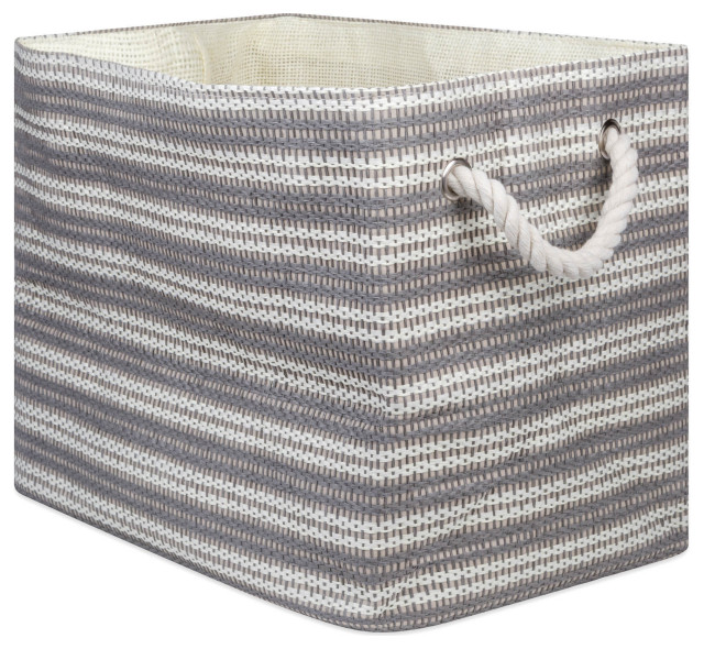 DII Paper Bin Basketweave Gray/White Rectangle Large - Beach Style ...