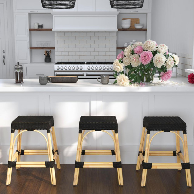 Butler Specialty Robias 24.5 Rattan Black Counter Stool - Tropical ...