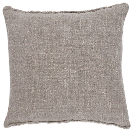 Natural Linen Cushion Cover With Fringes Rustic, 19"x19" - Contemporary ...