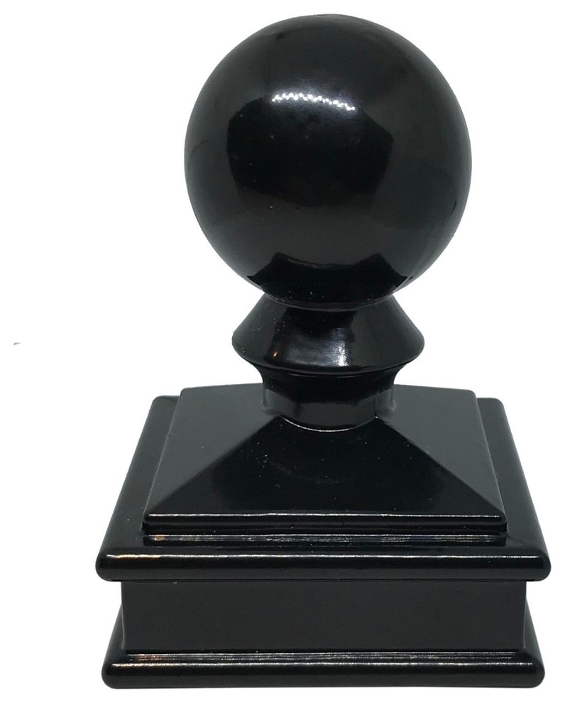 2"x2" Aluminium Ball Top Post Cap for Metal Posts, Pressure Fit, Black ...