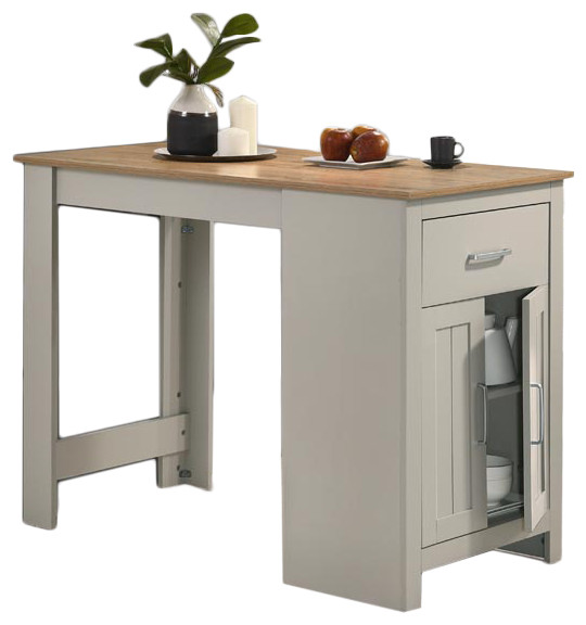 Alonzo Light Gray Small Space Counter Height Dining Table With Cabinet ...