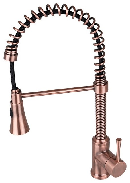 Residential Spring Coil Kitchen Faucet Cone Spray Head Antique Copper ...