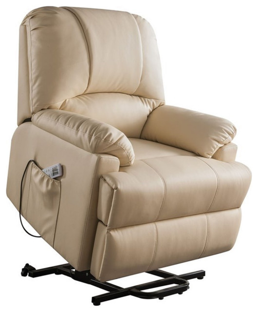 Bowery Hill Contemporary Faux Leather Power Lift and Massage Recliner ...