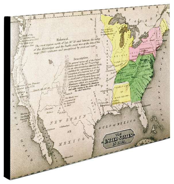 'Map of the United States, 1803' Canvas Art, 30" x 47" - Traditional ...