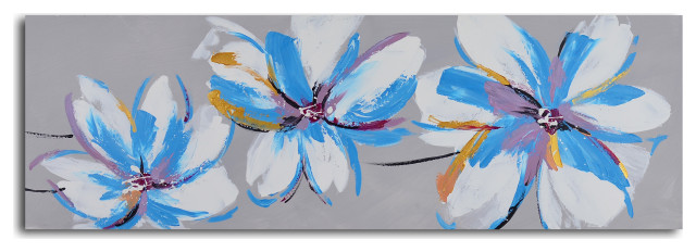 Floral Butterfly Fancy Hand Painted Canvas Art - Contemporary ...