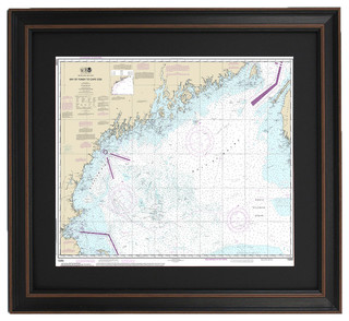 Framed Nautical Chart, Bay Of Fundy To Cape Cod - Traditional - Prints ...