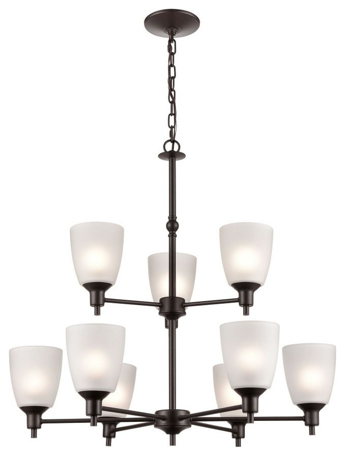 Transitional Nine Light Chandelier in Oil Rubbed Bronze Finish ...