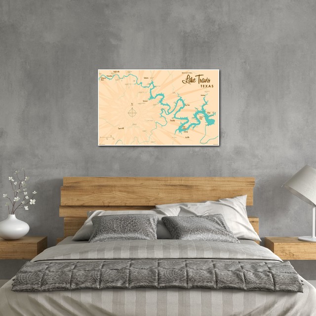 Lakebound Lake Travis Texas Map Art Print, 30"x45" - Contemporary ...
