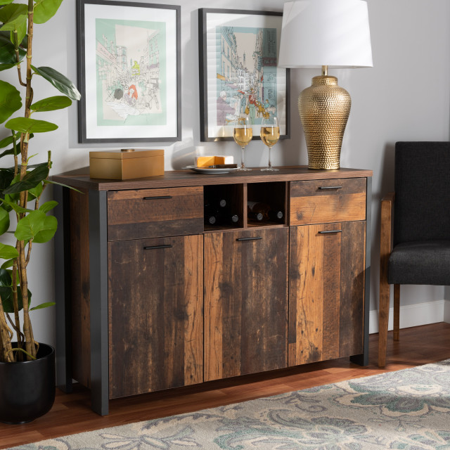 Garrison Rustic Industrial 2-Door Sideboard Buffet - Rustic - Buffets ...