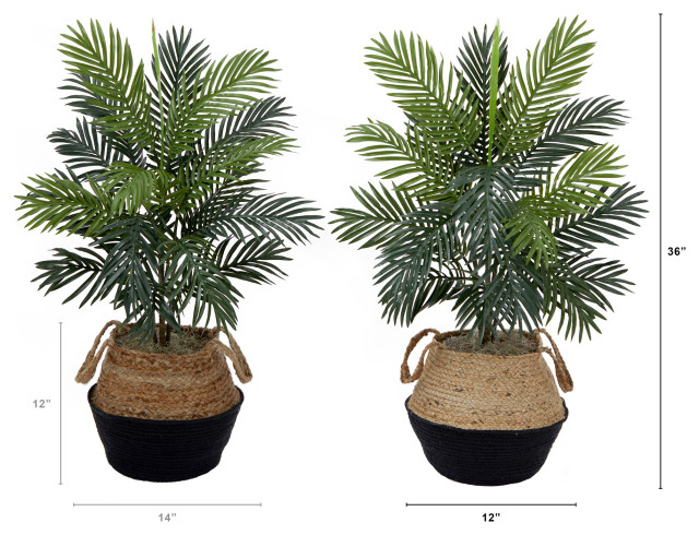 3ft. Artificial Areca Palm Tree With Basket DIY KIT, Set of 2 - Modern ...