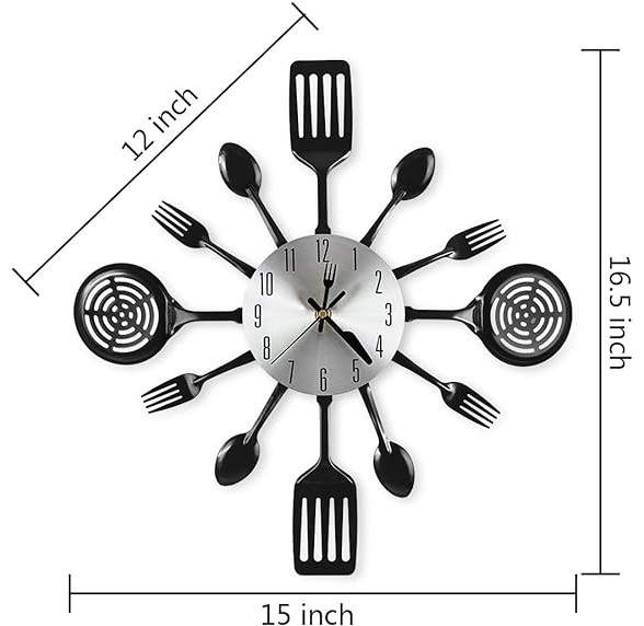 16" Large Kitchen Wall Clocks with Spoons and Forks - Eclectic - Wall ...