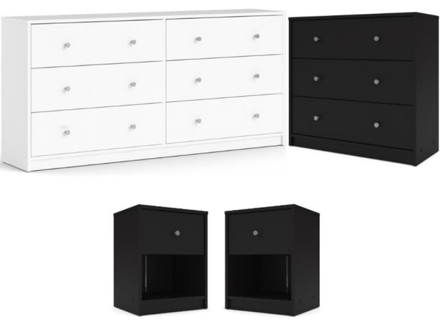 Home Square 4 Piece Furniture Set with Dresser Chest & 2 Nightstands ...