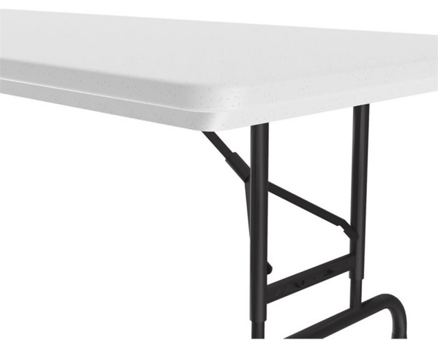 Pemberly Row Plastic Resin Folding Table with Adjustable Height in Gray ...