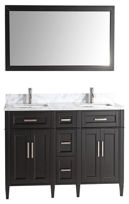 60" dbl sink vanity set, carrara marble top, soft closing doors,drawers ...