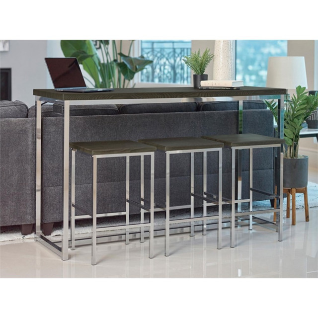 Coaster Cassidy 4-piece Metal Rectangle Counter Height Set Dark Oak and ...