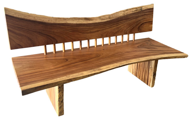 Live Edge Bench With Back - Rustic - Dining Benches - by Rustic Home ...