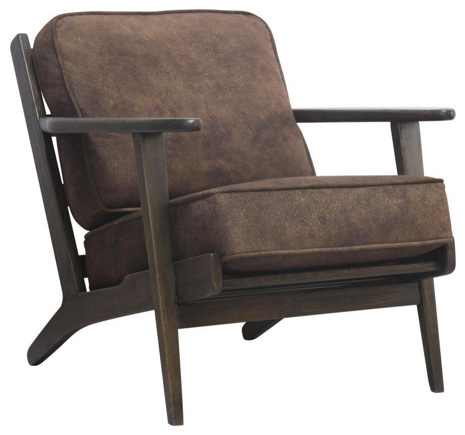 Modern Mocha Fabric Accent Chair with Sturdy Wooden Frame and ...