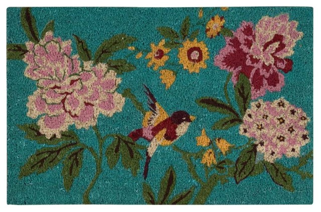 Waverly Greetings "Floral Bird" Aqua Doormat 1'6"x2'4", 1'6" x 2'4 ...