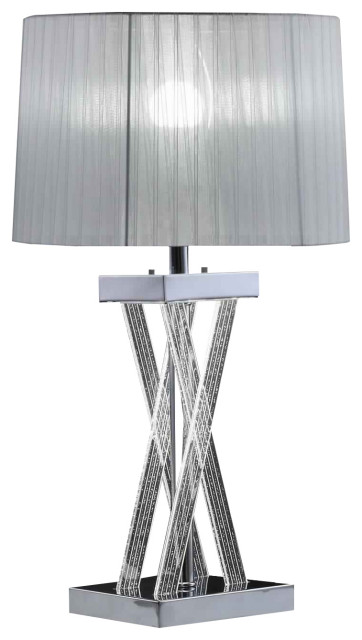 Acrylic Table Lamp with Fabric Shade and X Shape Support, Clear and ...