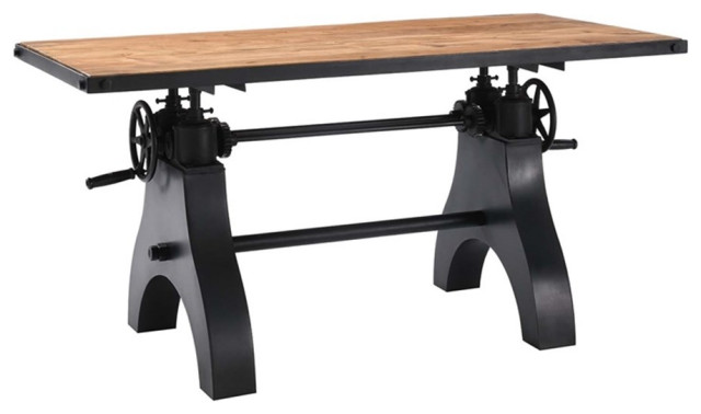 Modway 60" Adjustable Height Wood Dining Table/Computer Desk in Black ...